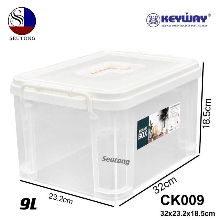 Keyway กล่องพลาสติกใส่ของอเนกประสงค์ กล่องใส่ของมีหูหิ้ว มีตัวล็อค เเข็งเเรงทนทาน รุ่น CK009 ...