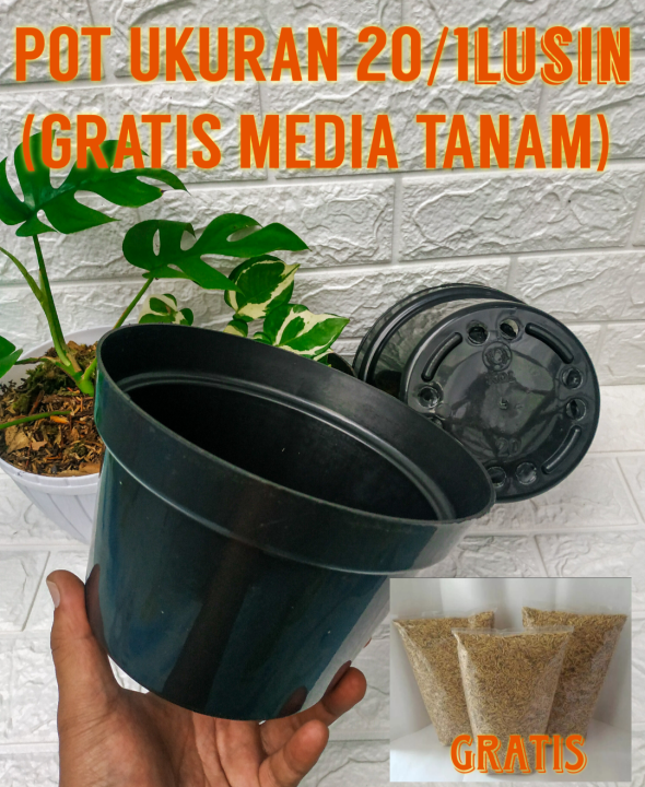 pot bunga ukuran 20 paket 1 lusin GRATIS media tanampot bunga plastik ...