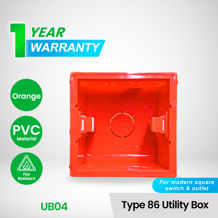 Type 86 Utility Box for Square Switches & Outlets Orange PVC Fire ...