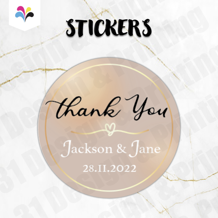 Customise thank you wedding sticker marriage couple customize name ...
