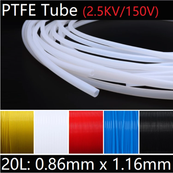 5/20/50Meter -20L 0.86mmx1.16mm ท่อ PTFE 150V โปร่งแสง Teflon Tube F46ฉนวนหลอดคาปิลลารี่ส่งท่อ ...