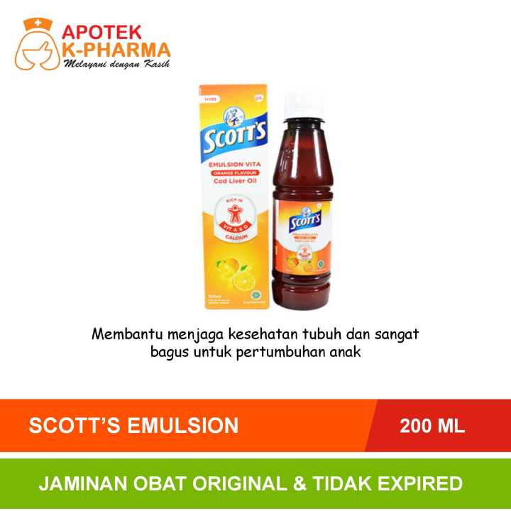 Scott's Emulsion Vita Rasa Jeruk Isi 200ml & 400ml Obat Original GSK ...