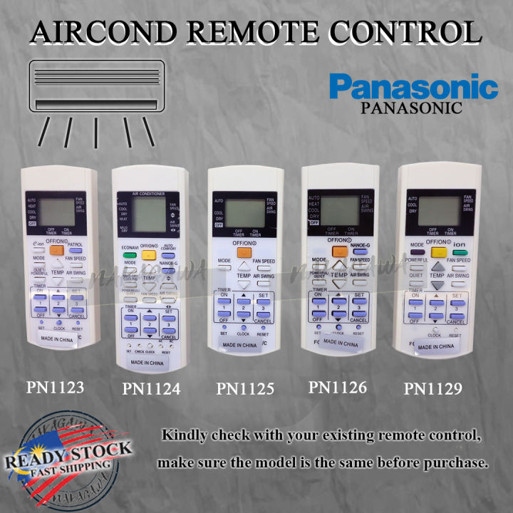 PANASONIC AIR COND REMOTE CONTROL REPLACEMENT PN1123/1124/1125/1126 ...