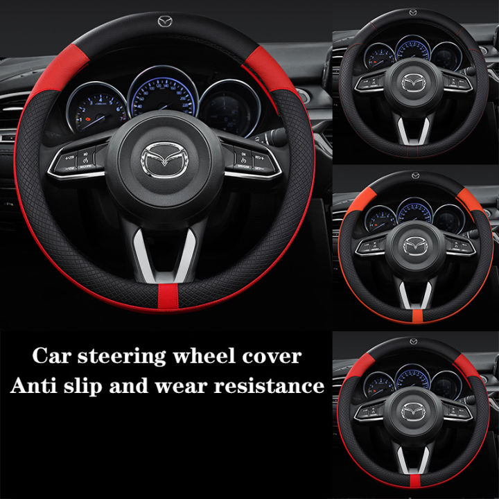 38cm Mazda Leather Car Steering Wheel Cover Penutup Stereng Fit Mazda 2 ...