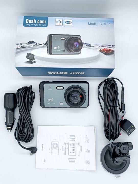 กล้องติดรถยนต์หน้าหลัง Wifi เมนูภาษาไทย รุ่น T720TP กล้องติดรถยนต์ ...