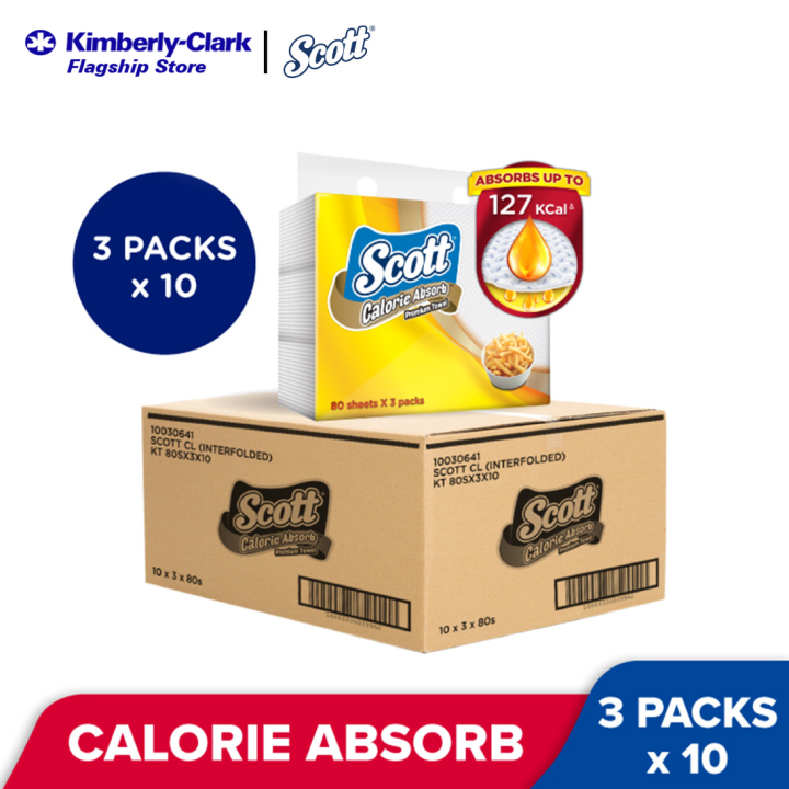 SCOTT Calorie Absorb Soft-Pack Kitchen Towel (80's x 3Packs) (Single ...