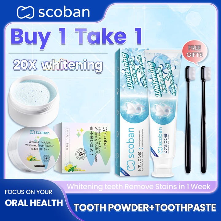 【Upgrade-20×Whitening】 Scoban Teeth Whitening Powder + Toothpaste ...