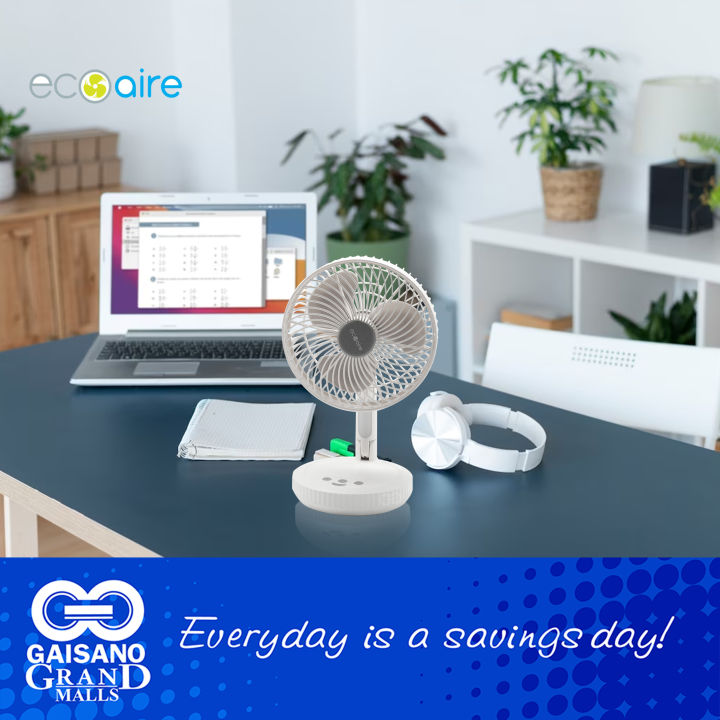 "ECOAIRE Rechargeable Foldable Fan 8"" with light & oscillating ...