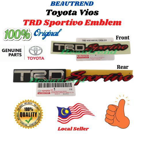 Toyota Vios TRD SPORTIVO Original Emblem Logo Badge Model Vios NCP93 ...