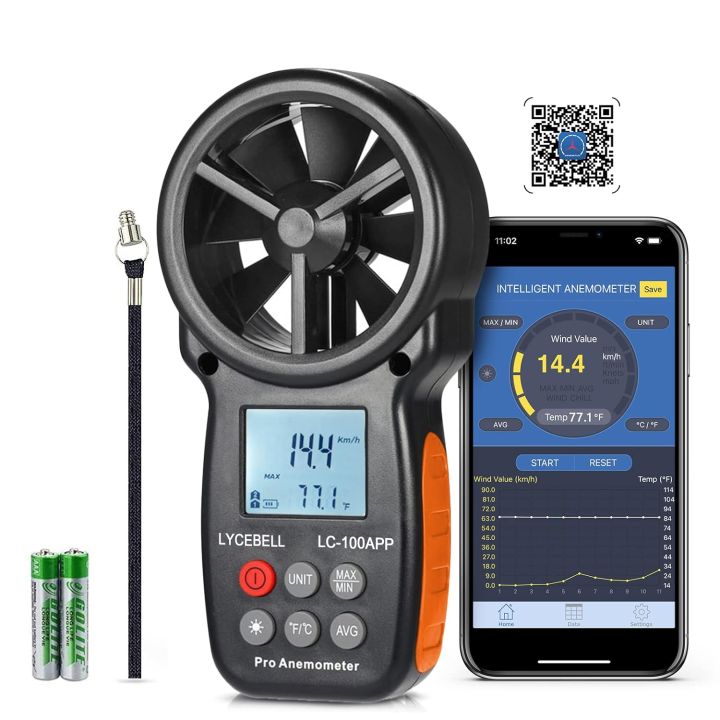 Anemometer Handheld, LC-100-APP Digital Anemometer, APP Connect for ...