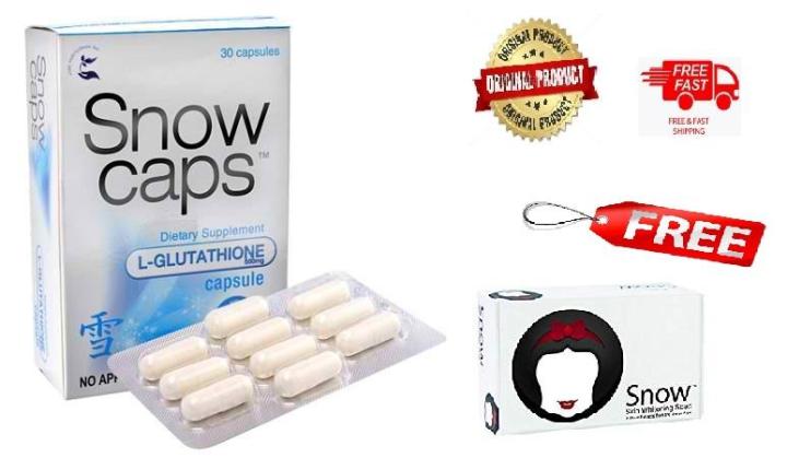 Snow Caps L-Glutathione 500mg Capsules 30's with FREE Snow soap 135g ...