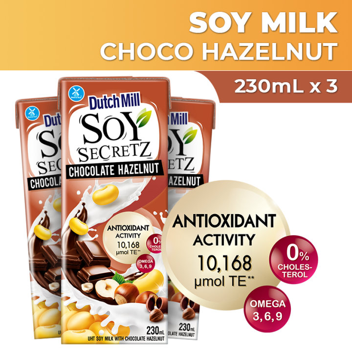 Dutch Mill Soy Secretz UHT Soy Milk Chocolate Hazelnut 230ml x 3 ...