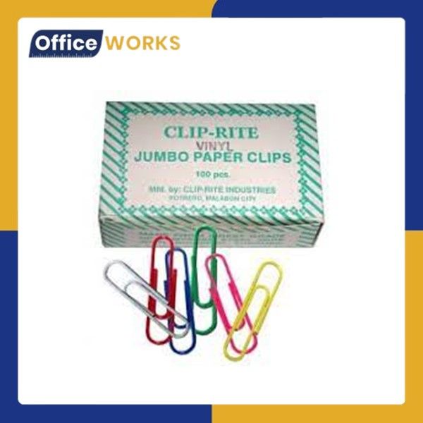 Clip-rite vinyl Gem Paper Clips 100pcs. / Clip-rite Jumbo Paper Clip ...
