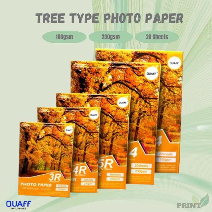 Printleaf- QUAFF Tree Type Glossy Photo Paper A4/5R/4R/3R Size 180gsm ...