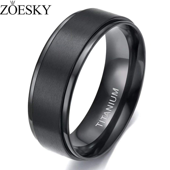 ZOESKY Titanium Rings Black Engagement Wedding Band 8mm in Matte for ...