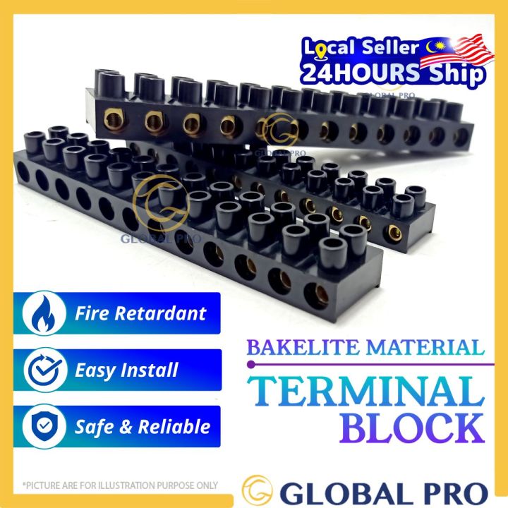 Terminal Block Bakelite Material Wayar Connector Terminal Block Fire ...