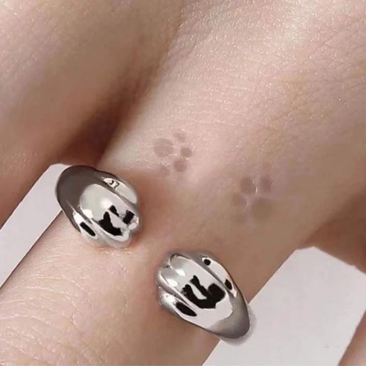 【PrettySet】Cute Cat Paw Print Ring For Women Cat Claw Embrace Tightly ...