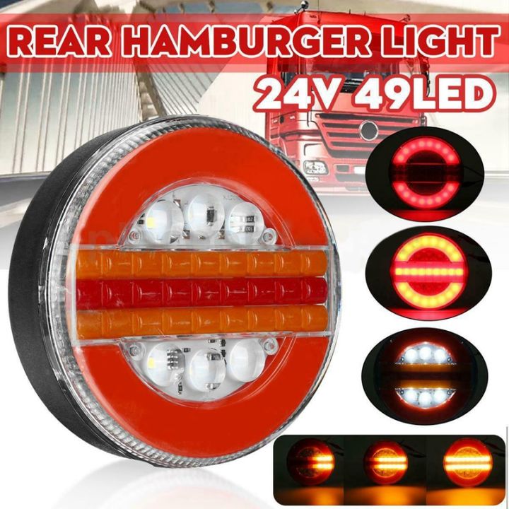 24V 49 LED Round Hamburger Rear Tail Lights Sequential Dynamic ...