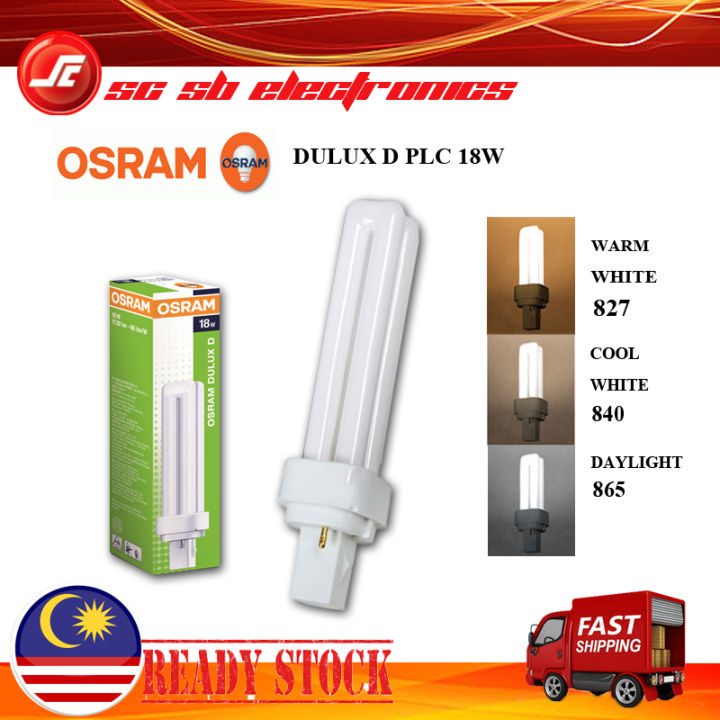 OSRAM DULUX D PLC 18W (827 WARM WHITE/840 COOL WHITE/865 DAYLIGHT) | Lazada