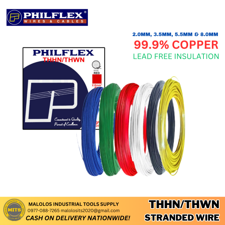 PHILFLEX 2.0MM, 3.5MM, 5.5MM & 8.0MM PER METER THHN Wire LOWEST PRICE ...