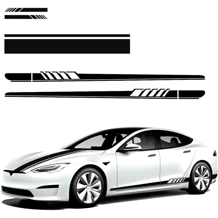 5Pcs Car Side Body Hood Mirror Vinyl Decal Sticker Long Stripe Graphics ...
