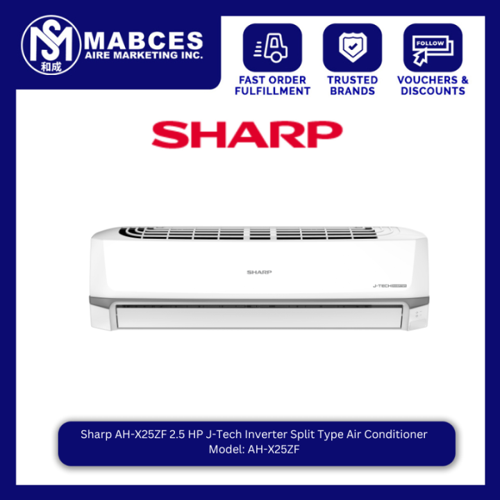 Sharp AH-X25ZF 2.5 HP J-Tech Inverter Split Type Air Conditioner ...
