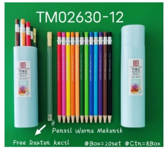 Pensil Warna Mekanik Tabung 12 Warna + Serutan / Pencil Warna Color ...