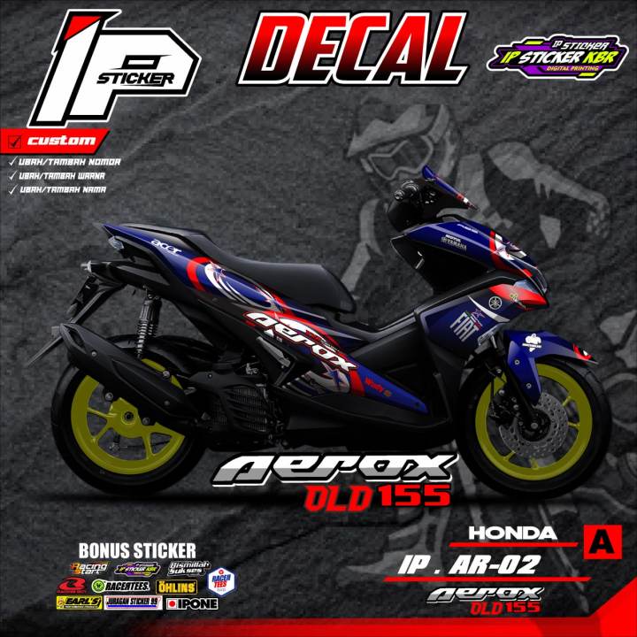 (cod) Decal AEROX OLD 155 - Sticker Decal Variasi FULL BODY List Yamaha AEROX OLD 155 IP.AR-02 ...