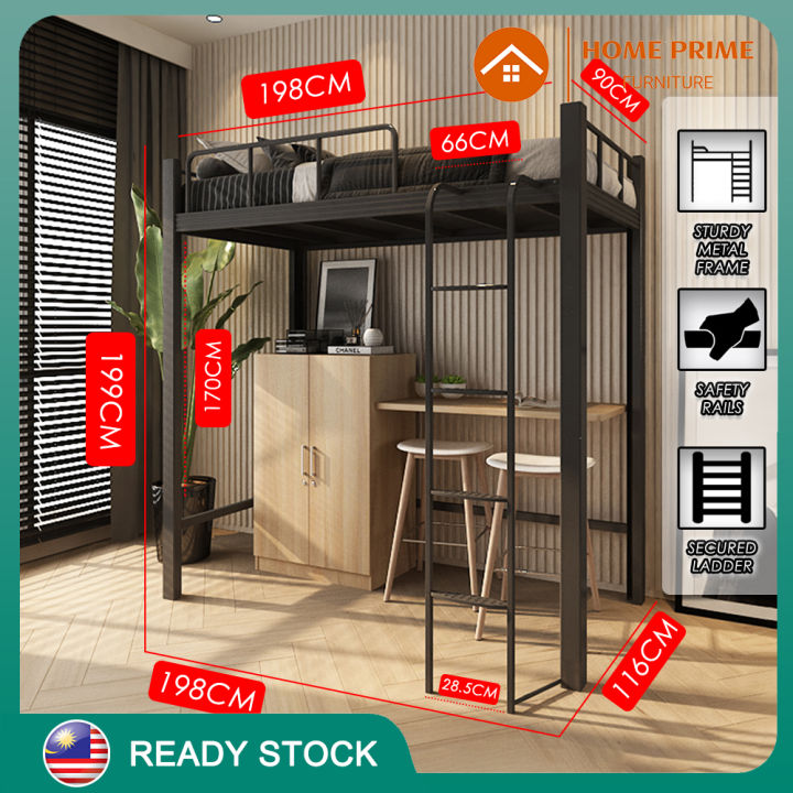 HOME PRIME HP064 Upper Bunk Bed Frame Double Decker Bed Frame with ...