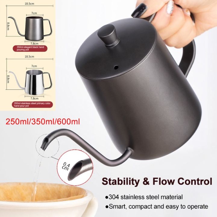 Stainless Steel Hand Drip Coffee Pot Long Narrow Spout Gooseneck Kettle ...