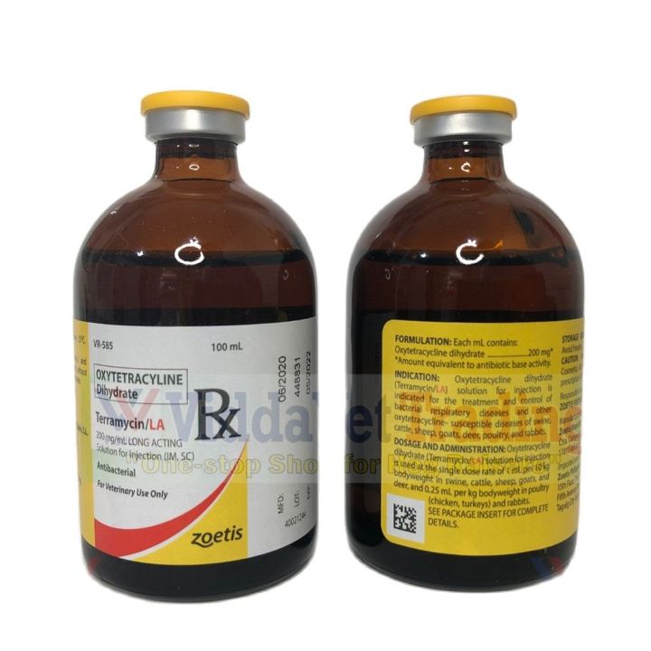 100ml Terramycin LA Antibacterial solution for animals livestock farm ...