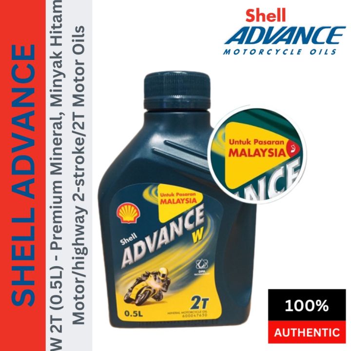 Original 550050924 Shell Advance W 2T (0.5L) - Premium Mineral, Minyak Hitam Motor/highway 2 ...
