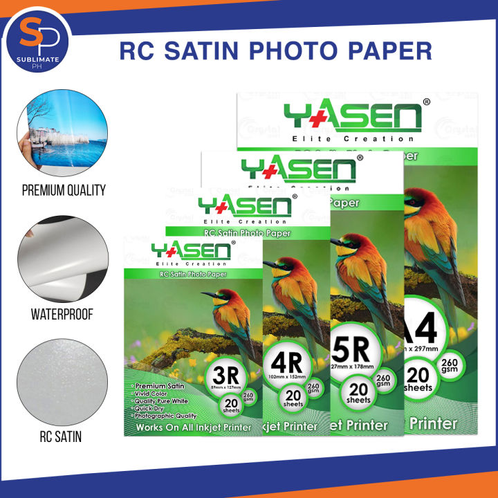 Yasen RC Satin Photo Paper (A4 / 5R / 4R / 3R Size) Resin Coated 260GSM ...