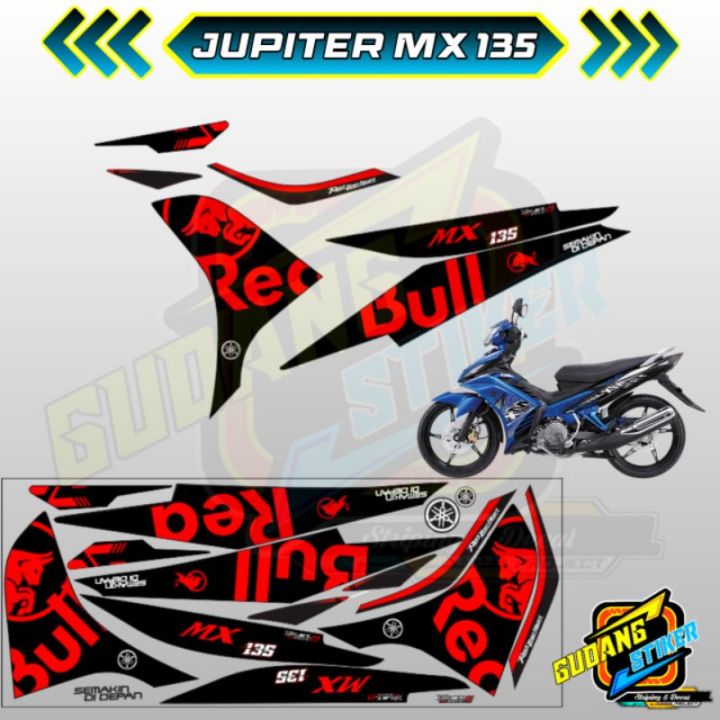 Stiker Yamaha New Jupiter MX / NJMX 135 Motif Redbull Striping Variasi ...