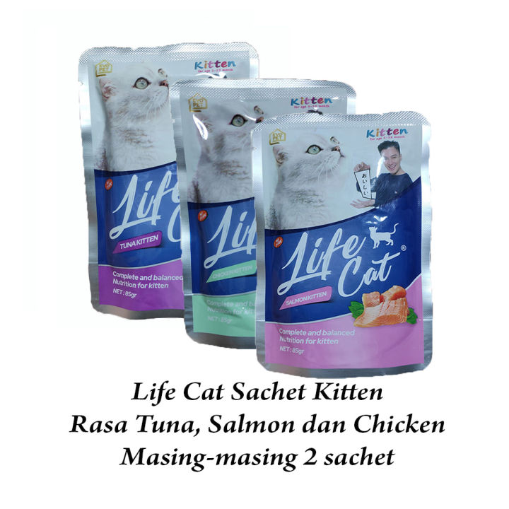 6 Sachet Life Cat Kitten 85 Gram Wet Food Makanan Basah Kucing | Lazada ...
