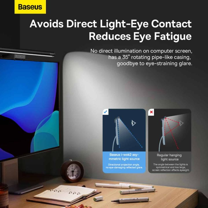 Baseus LED Hanging Monitor Light Bar Eye Care USB C Computer Backlight ...