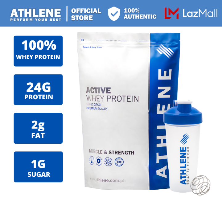 ACTIVE WHEY PROTEIN 5LB With Shaker Bottle 100% Whey Protein Powder ...