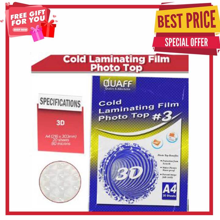 QUAFF Photo Top A4 Size 80micron 3D (20 sheets) (N-CL-LR) | Lazada PH