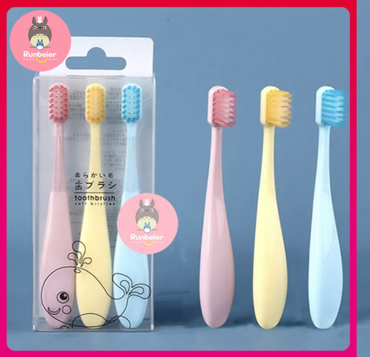 Runbeier Japanese 3PCS/Set Baby Soft-bristled Silicone Toothbrush For ...