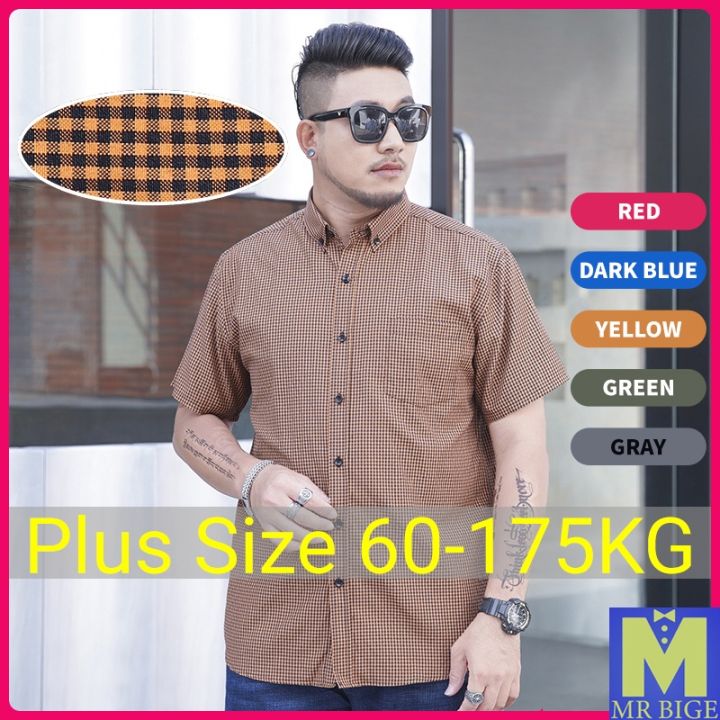 【Plus Size】Men Casual Shirt Formal Large Big Oversized Business Checkered Plaid Loose Summer ...