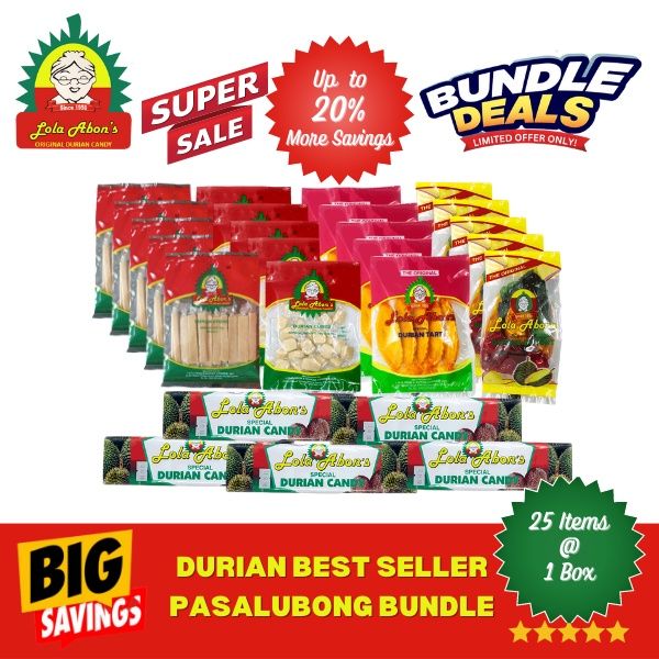 [BUNDLE] The Original Lola Abons | Durian Best Seller Bundle 25pcs/Box | Lazada PH
