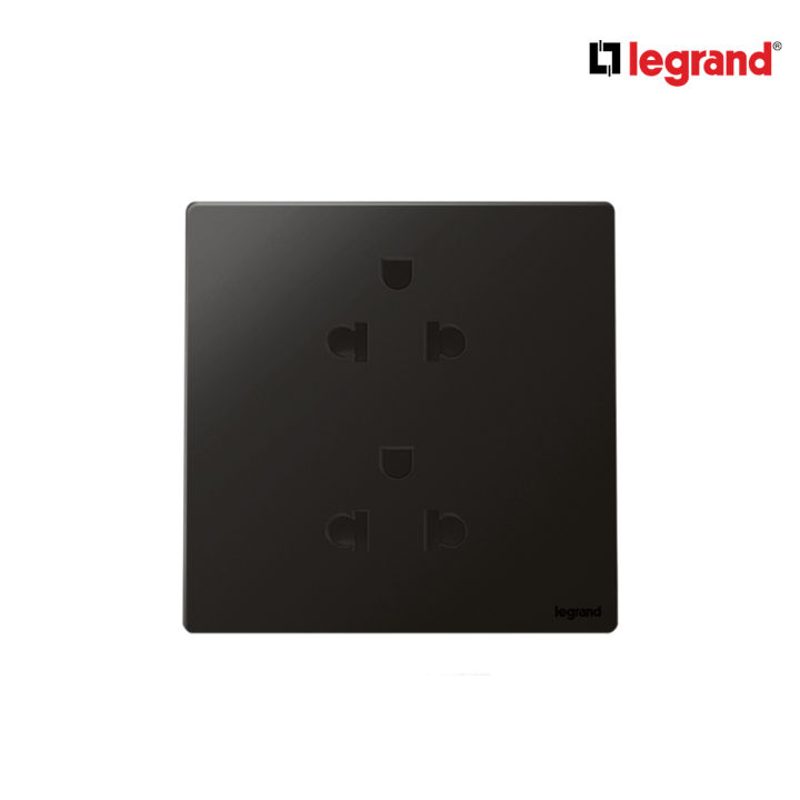 Legrand เต้ารับคู่มีกราวด์ สีดำ 1G EURO-US 16A 2x2P+Earth Socket รุ่น ...