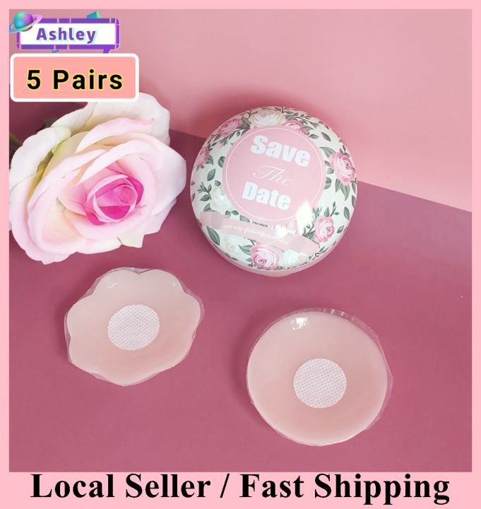 (SG Seller) 5 Pairs Women Reusable Nipple Sticker Nipple Shield Self ...