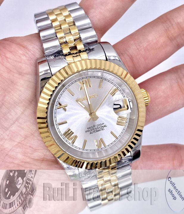 Watch 36mm Stainless Steel Tooth Ring Pointer Type Japanese NH35 ...