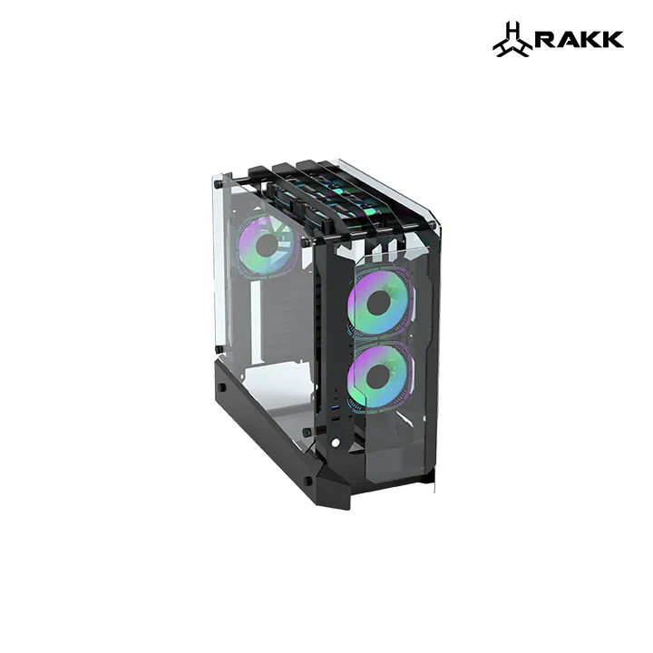 RAKK Grande ATX Open Frame Tempered Gaming PC Case Black for Desktop PC ...