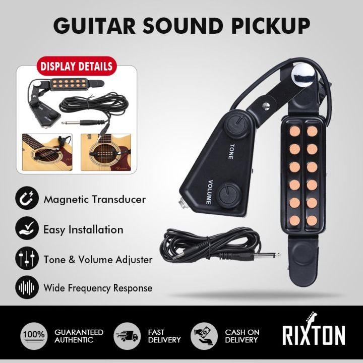 RIXTON Professional 12-hole Acoustic Guitar Sound Hole Pickup Magnetic ...