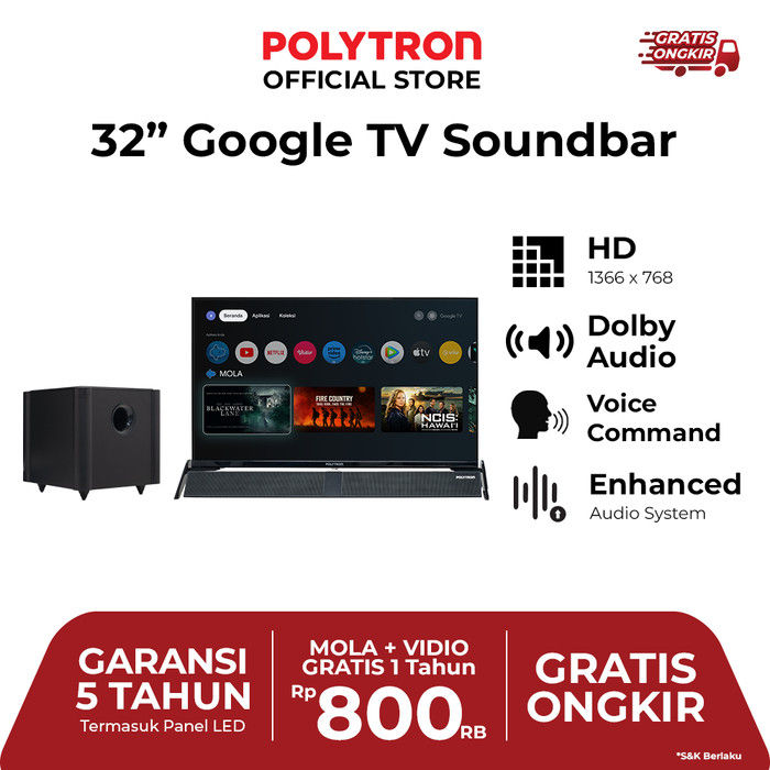 POLYTRON Smart Cinemax Google TV 32 inch PLD 32BG9058 | Lazada Indonesia
