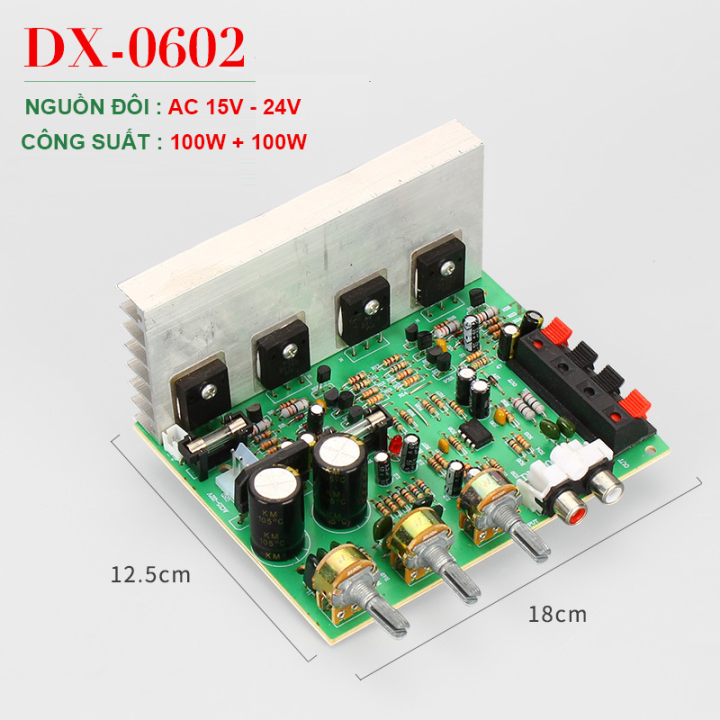 Mạch Khuếch đại công suất DX-0602, Công suất 200W, Nguồn AC 15V - 24V, Âm thanh HiFi chất lượng ...