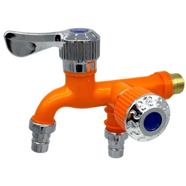 Dual Control Faucet Double Outlet Water Tap 1/2" Universal Interface ...