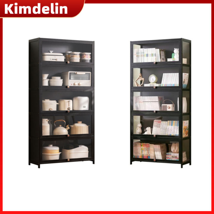 KIMDELIN Bamboo Flip Door Display Cabinet Wooden Character Cabinet 4/5 ...